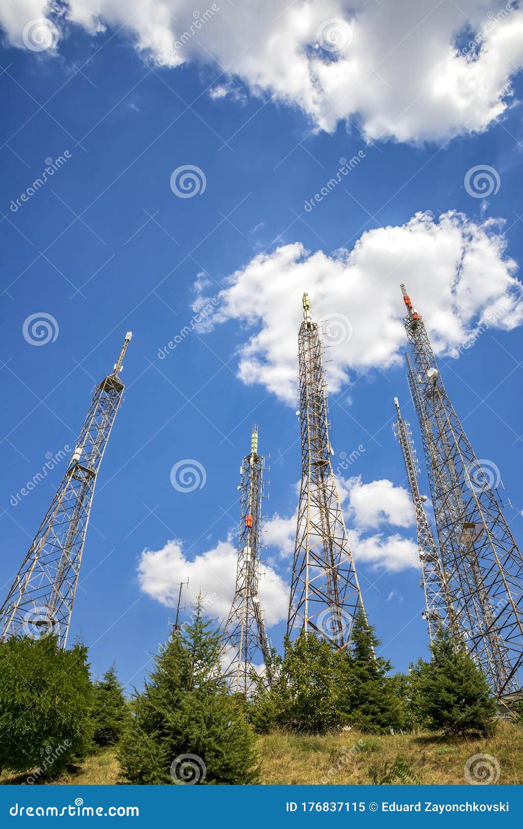 Communication Towers with Control Devices and Antennas, Stock Image ...