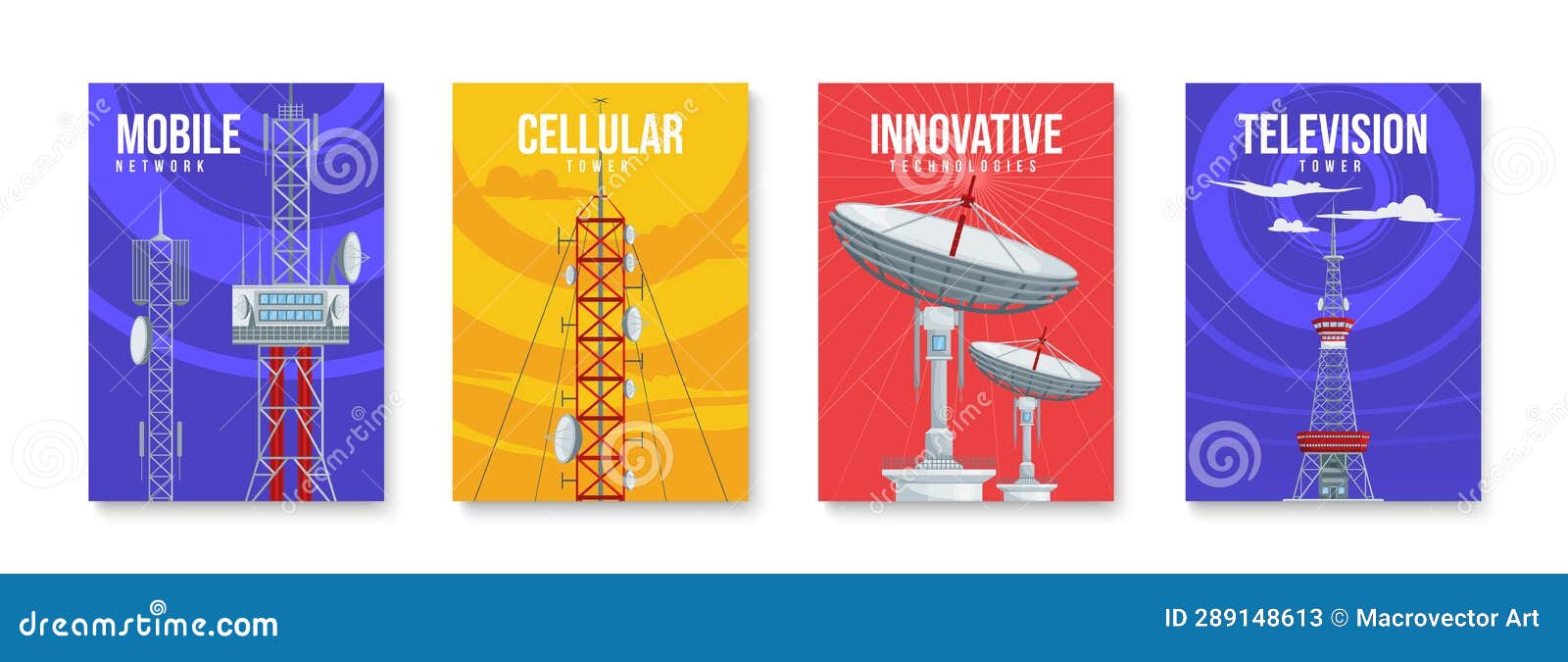 Communication Towers Poster Set Stock Vector - Illustration of ...