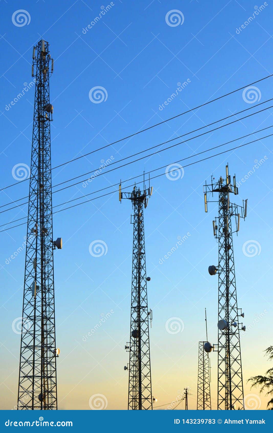Communication Towers with the Sky Background Stock Image - Image of ...