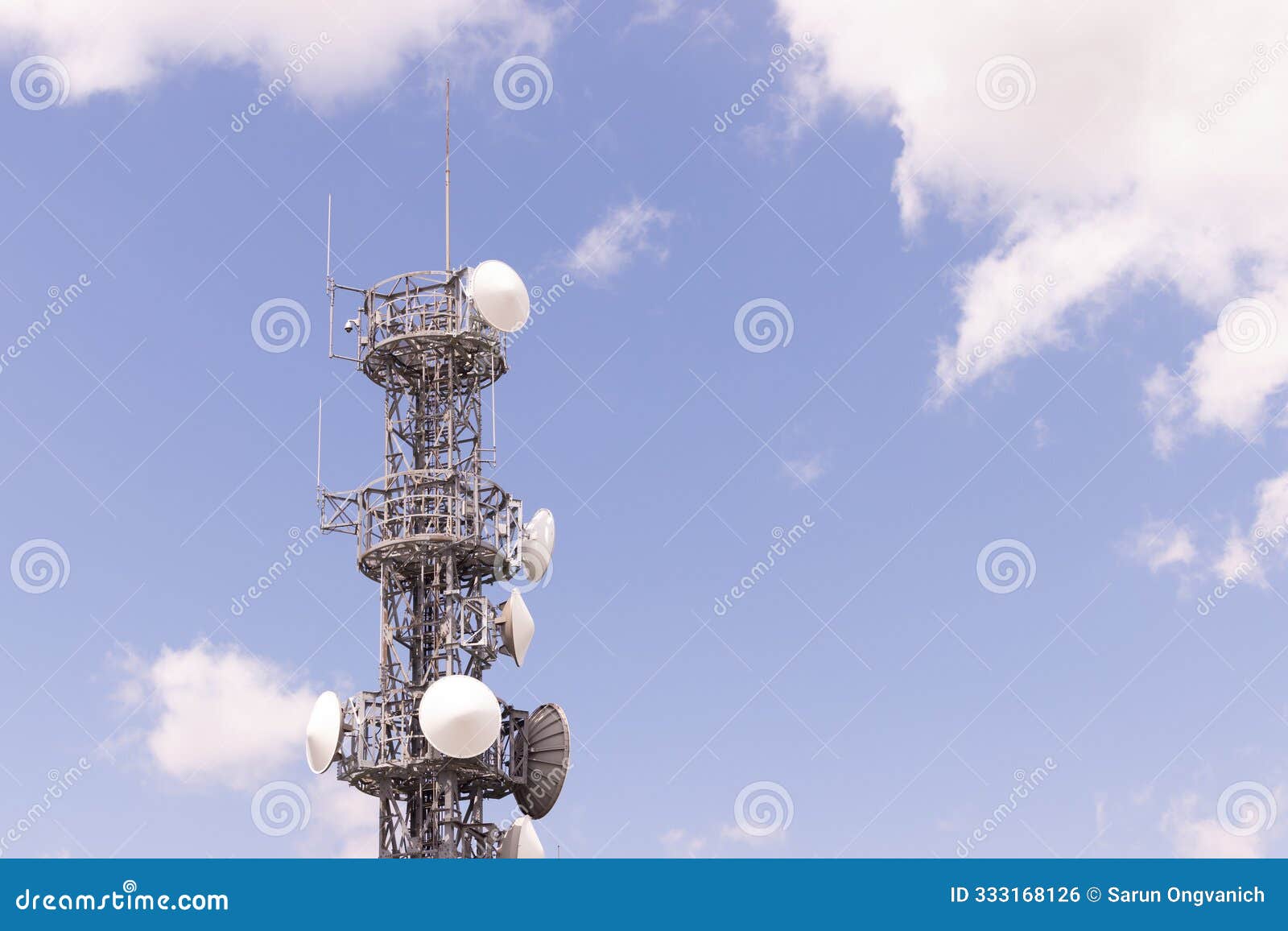 Communication Transmitter Tower with Sky and Cloud Stock Photo - Image ...