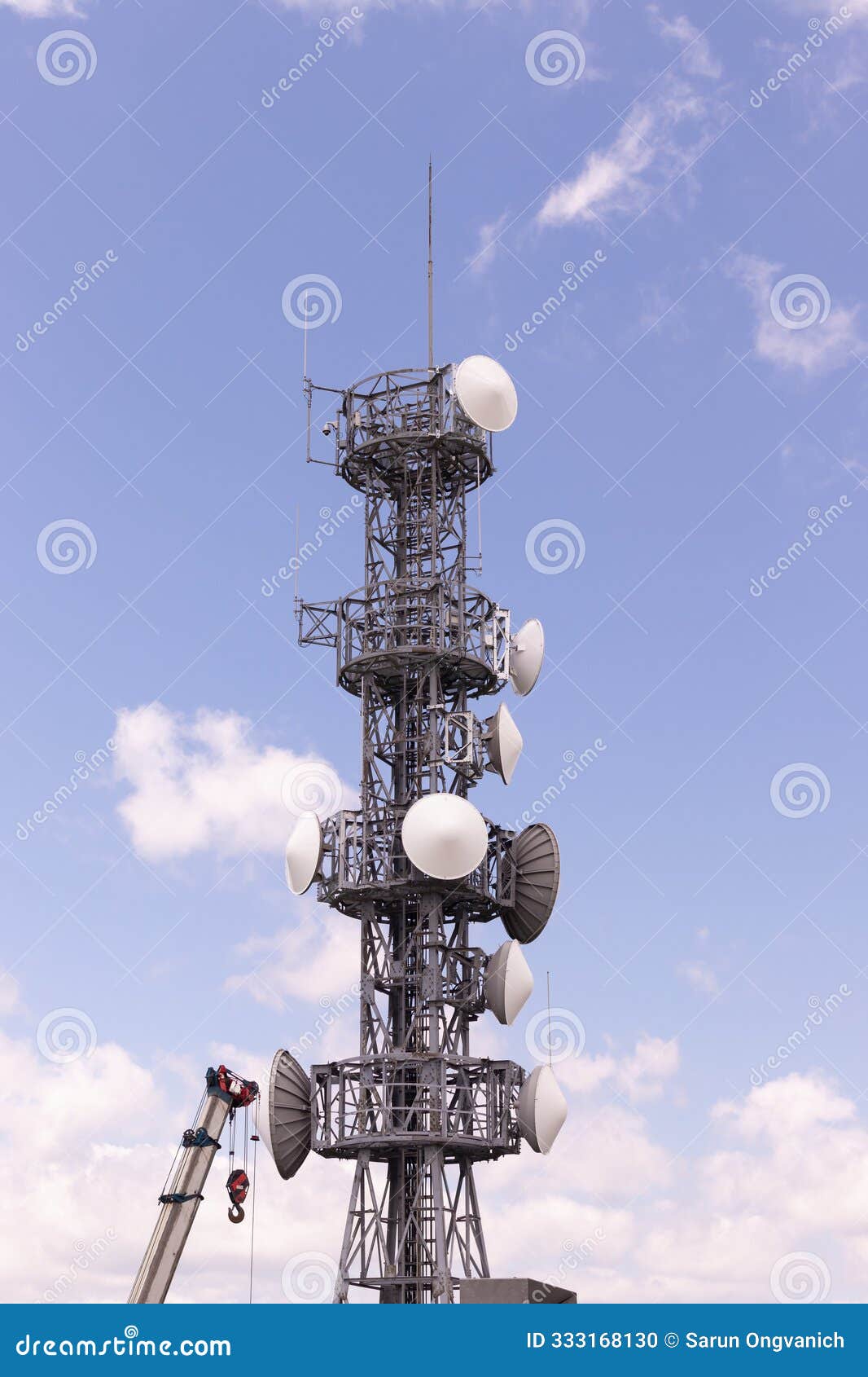 Communication Transmitter Tower with Sky and Cloud Stock Photo - Image ...