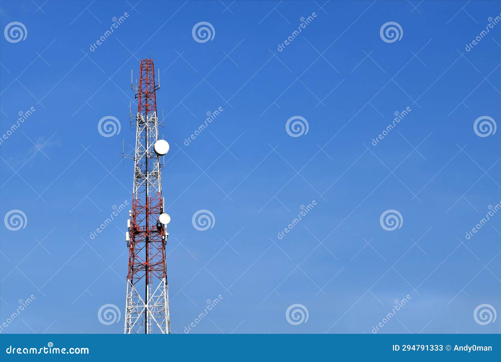 Communication Transmitter Tower with Wireless Antennas and Satellite ...