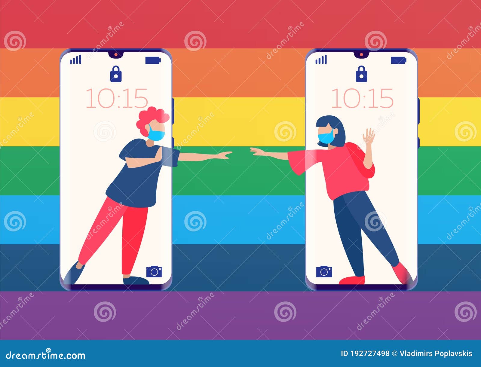 Communication Using a Mobile Phone. Social Distancing. Design on a ...