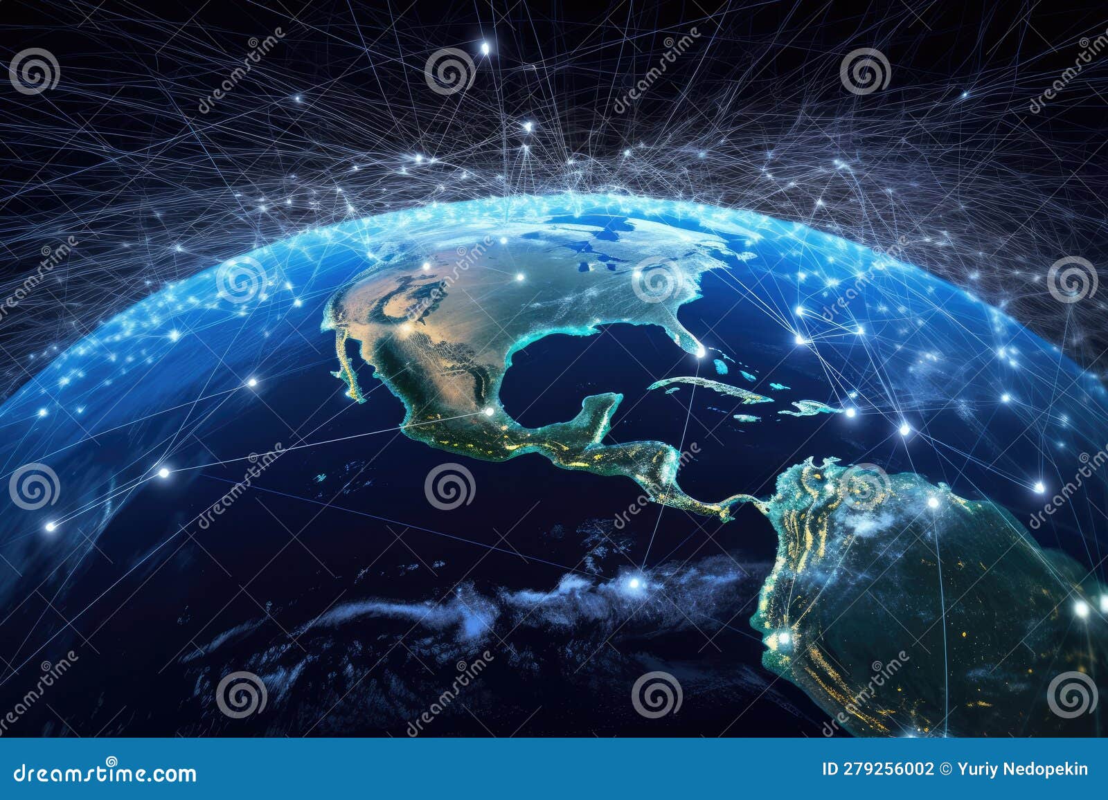 Communication between the Vast Array of Satellites. Generative AI Stock ...