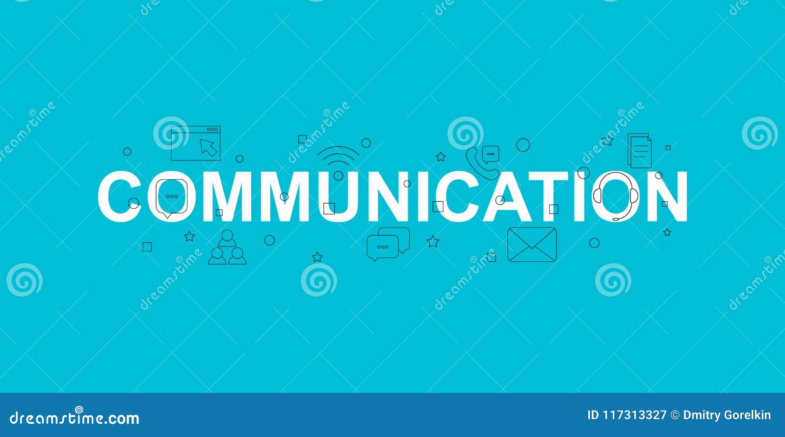 Communication Vector Banner. Word with Line Icon Stock Vector ...
