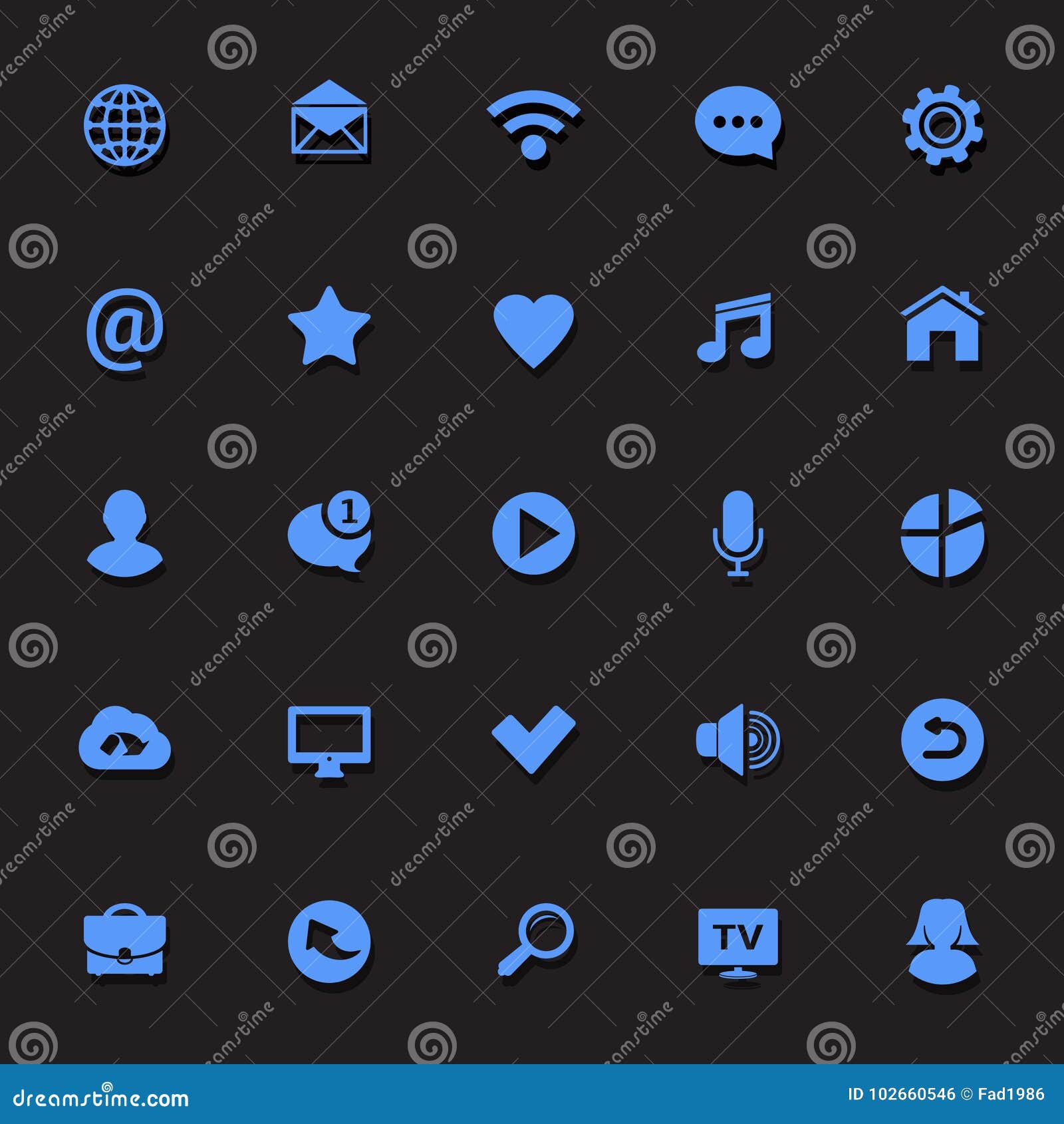 Communication Vector Blue Icons Stock Vector - Illustration of email ...