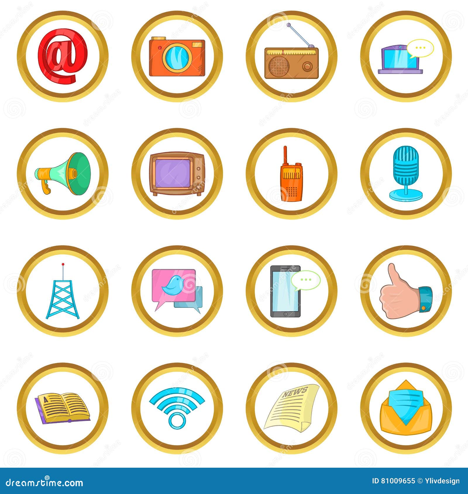 Communication Vector Set, Cartoon Style Stock Vector - Illustration of ...