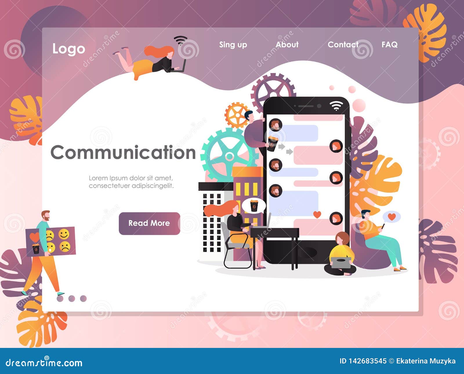 Communication Vector Website Landing Page Design Template Stock Vector ...