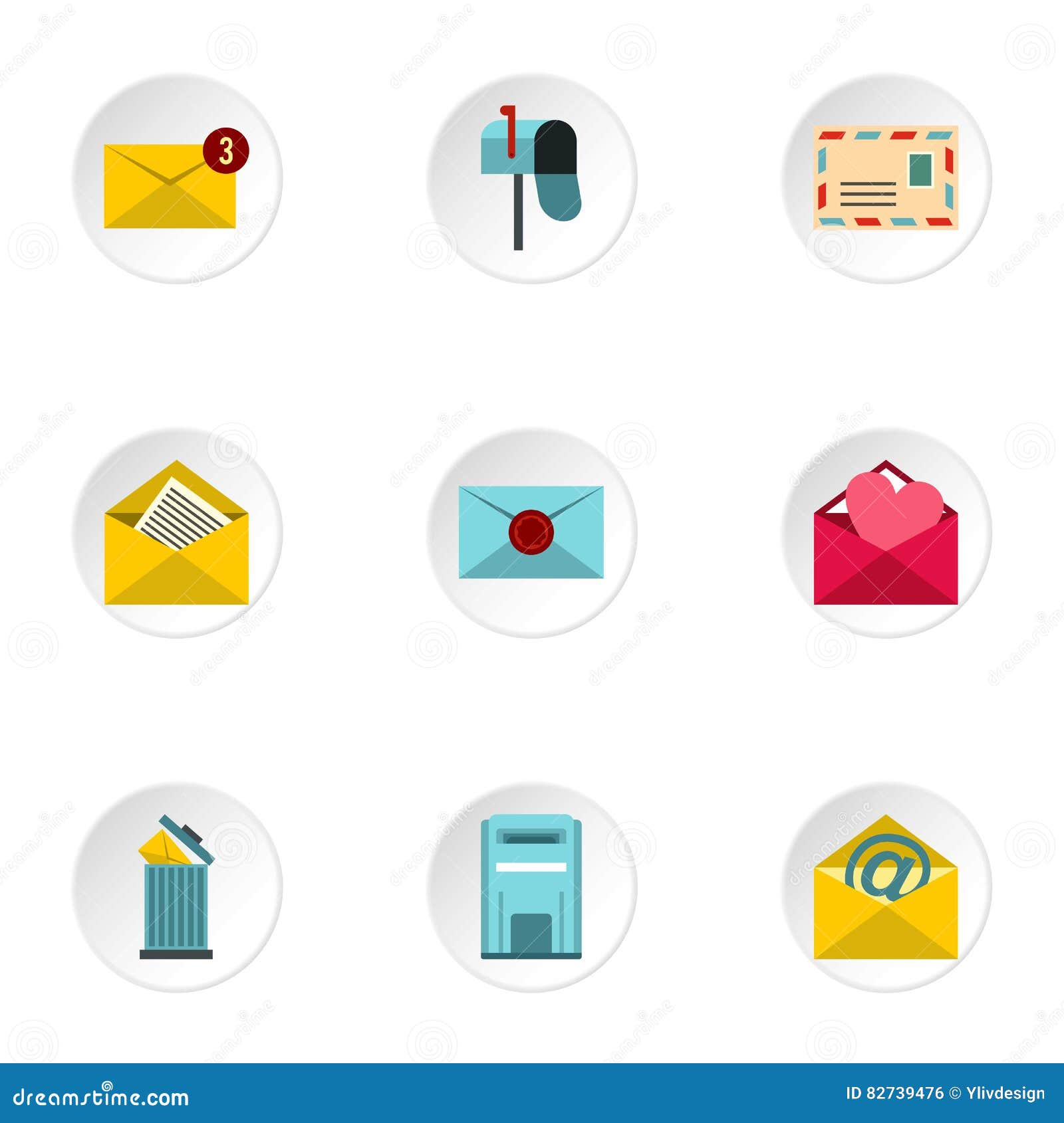 Communication Via Internet Icons Set, Flat Style Stock Vector ...