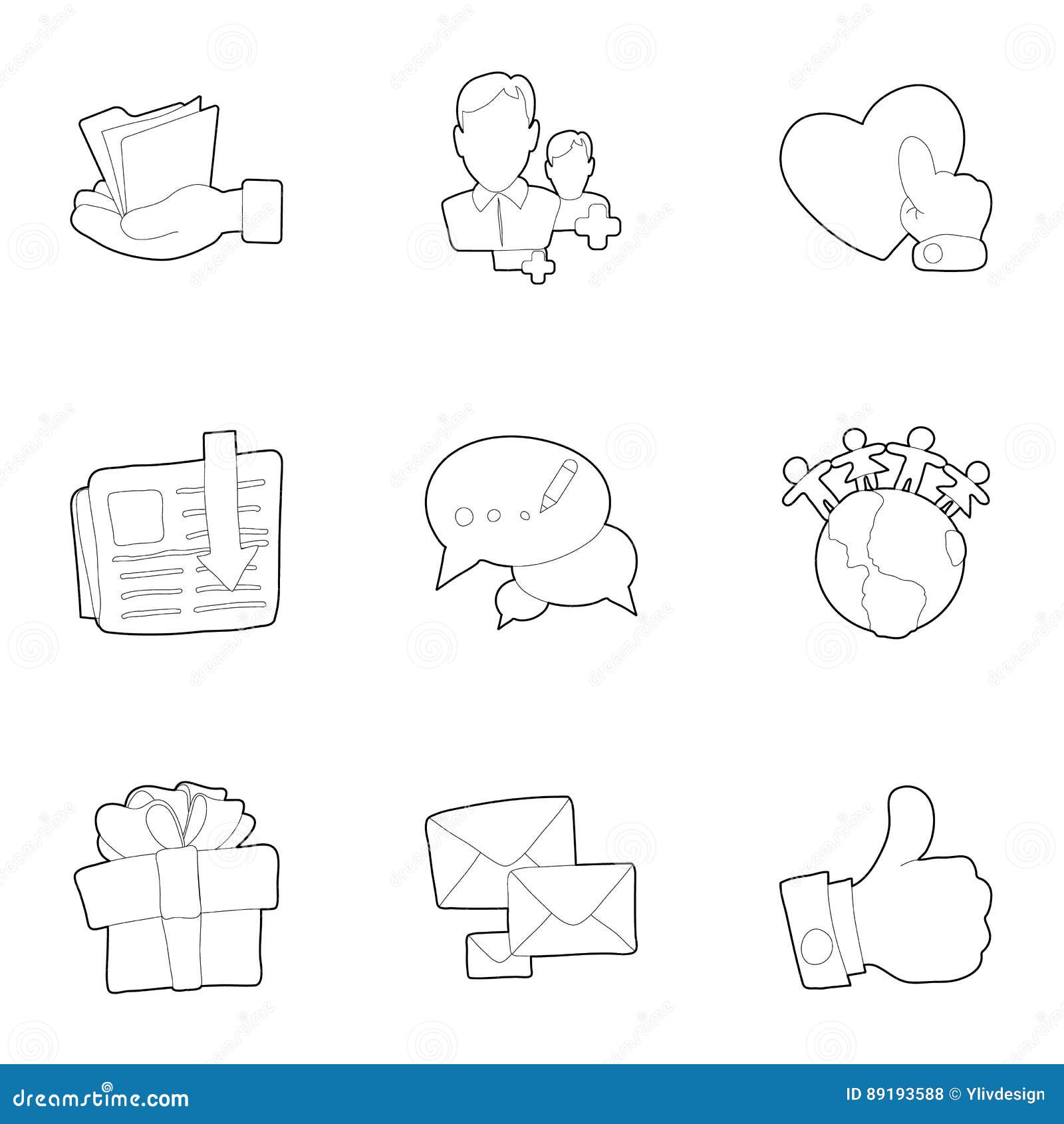 Communication Via Internet Icons Set Stock Vector - Illustration of ...