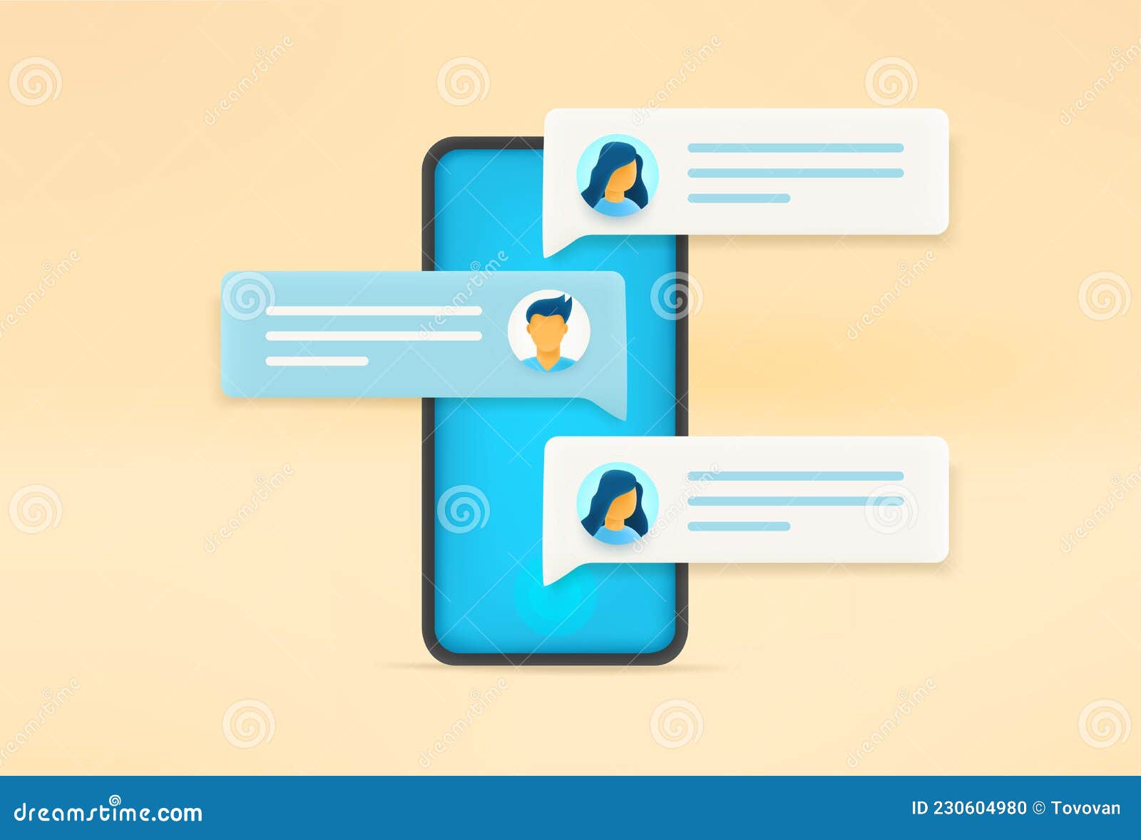 Communication Via Mobile Messenger Stock Vector - Illustration of ...