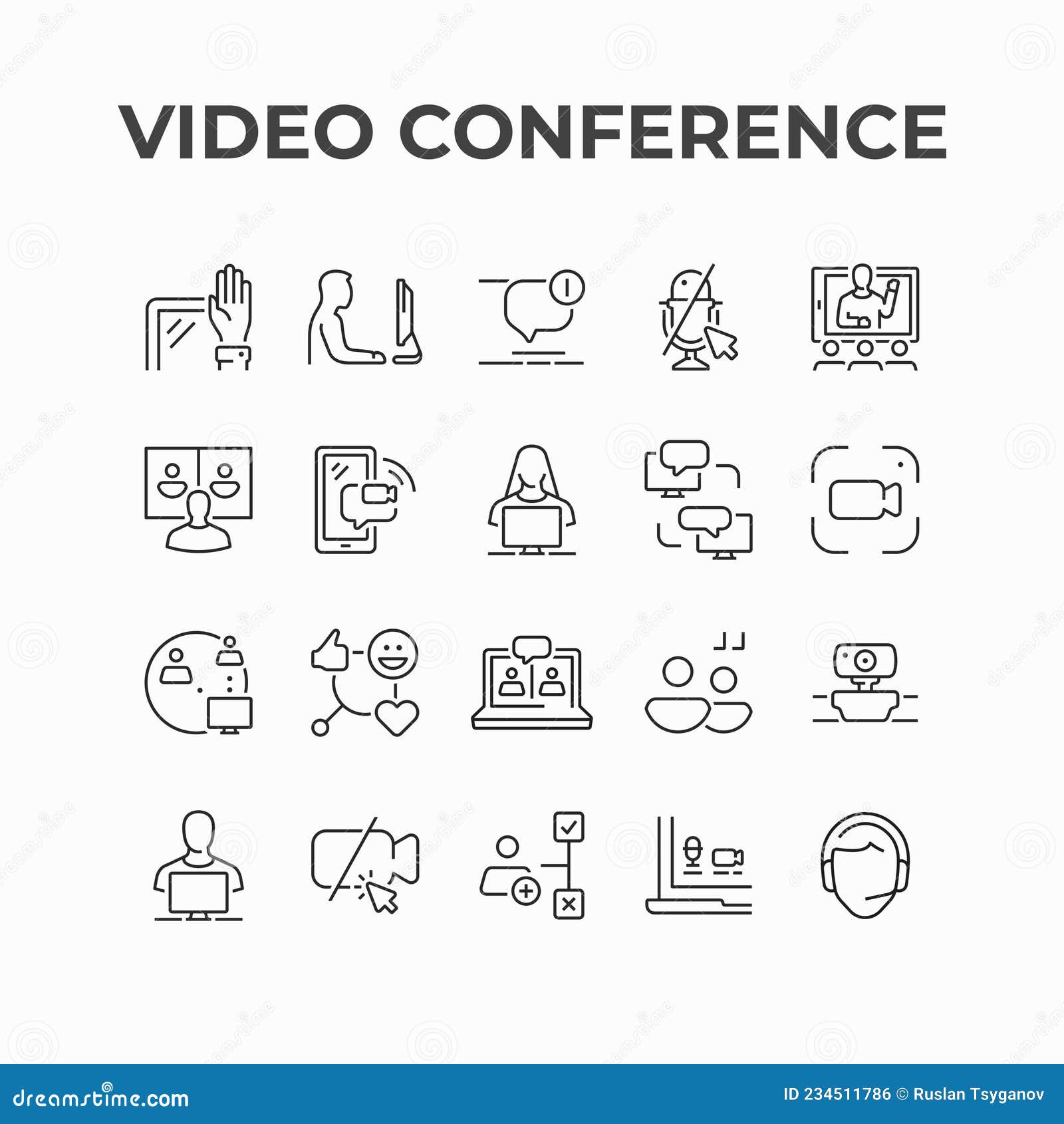 Communication by Video Conference Icon Design. Video Call Conference ...