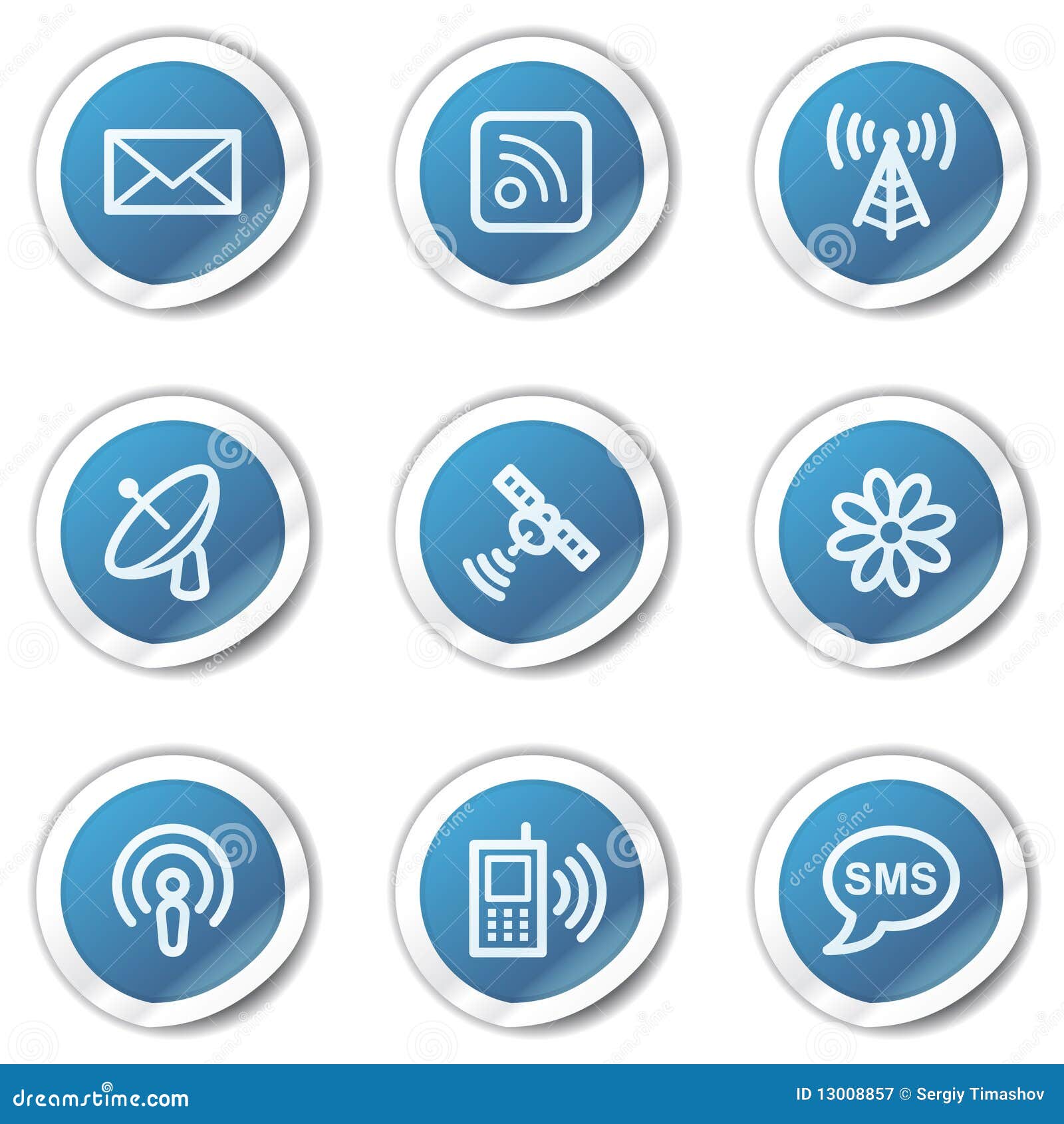 Communication Web Icons, Blue Sticker Series Stock Vector ...