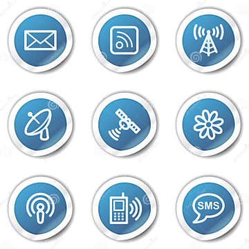 Communication Web Icons, Blue Sticker Series Stock Vector ...