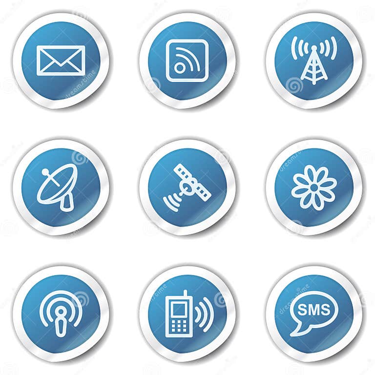 Communication Web Icons, Blue Sticker Series Stock Vector ...