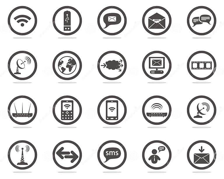 Communication Web Icons Set Stock Illustration - Illustration of ...