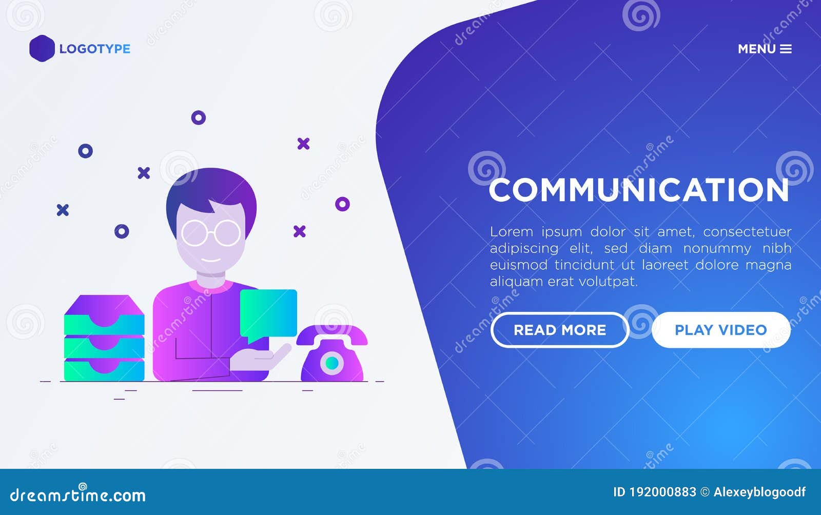 Communication Web Page Template: Man with Speech Bubble, Inbox E-mail ...