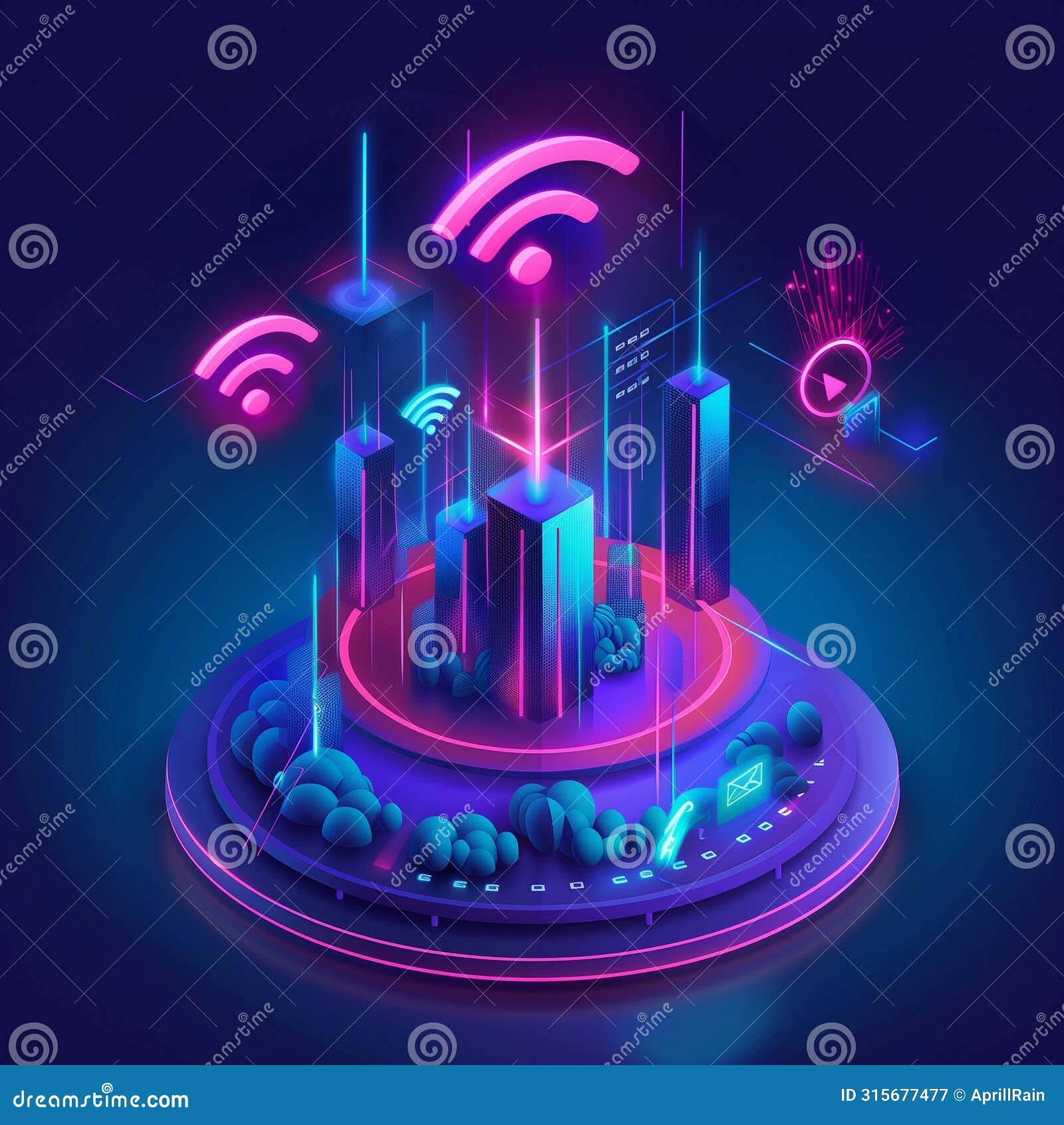 Communication Wi-fi and 5g Connection Elements.Background Stock Image ...