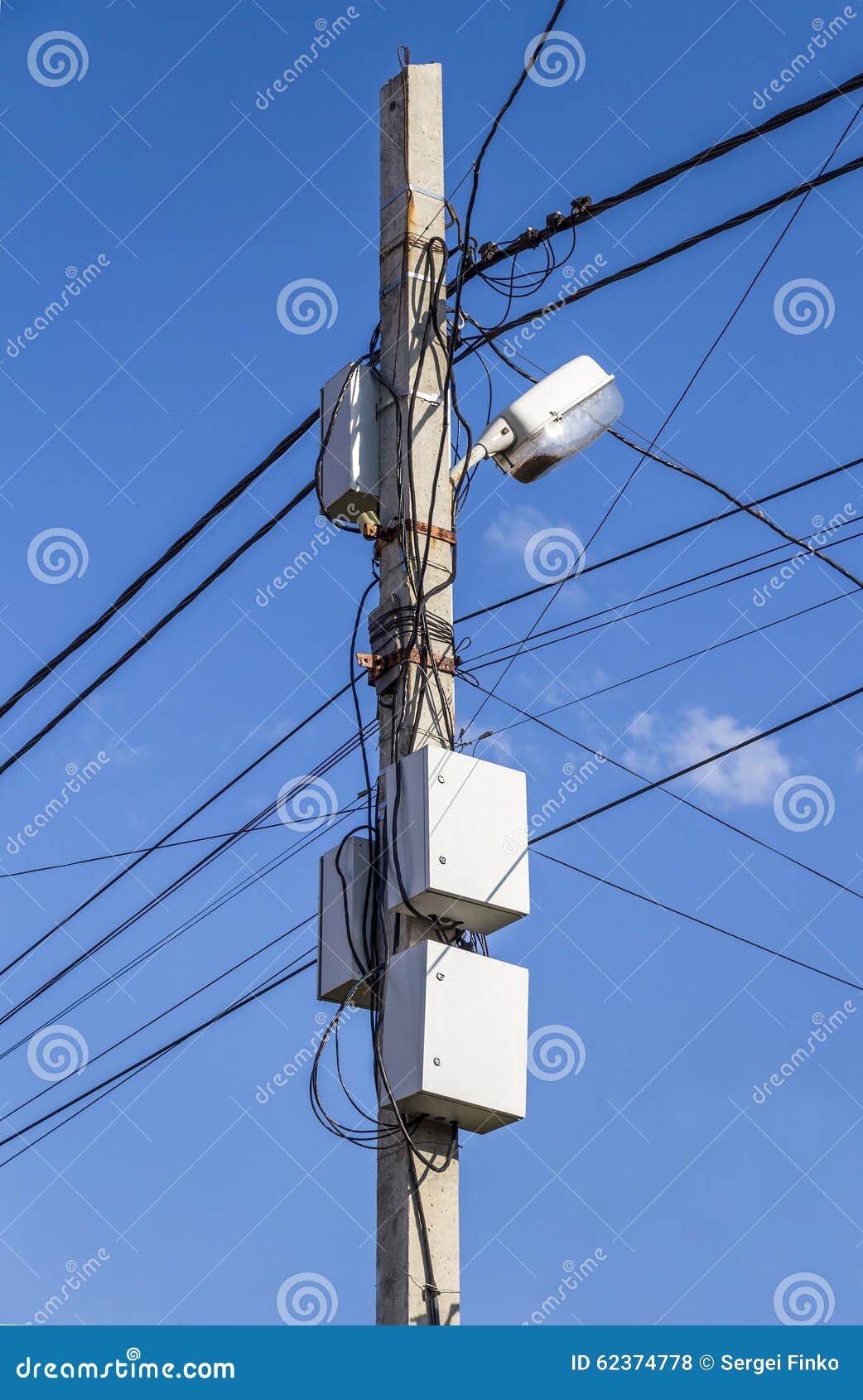 Communication Wires on a Pole Stock Photo - Image of cord, computer ...