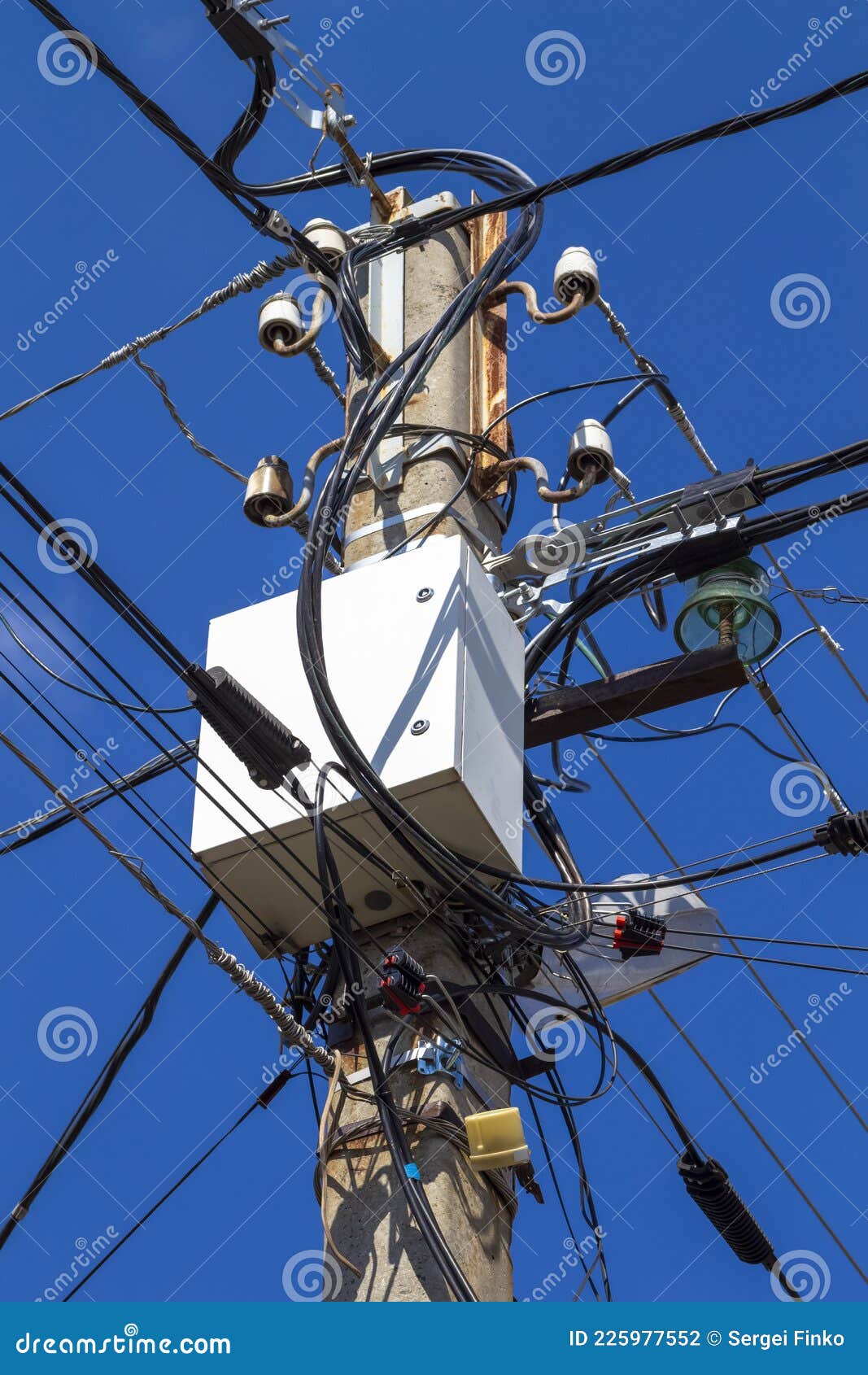 Communication Wires on a Pole Stock Photo - Image of backgrounds ...