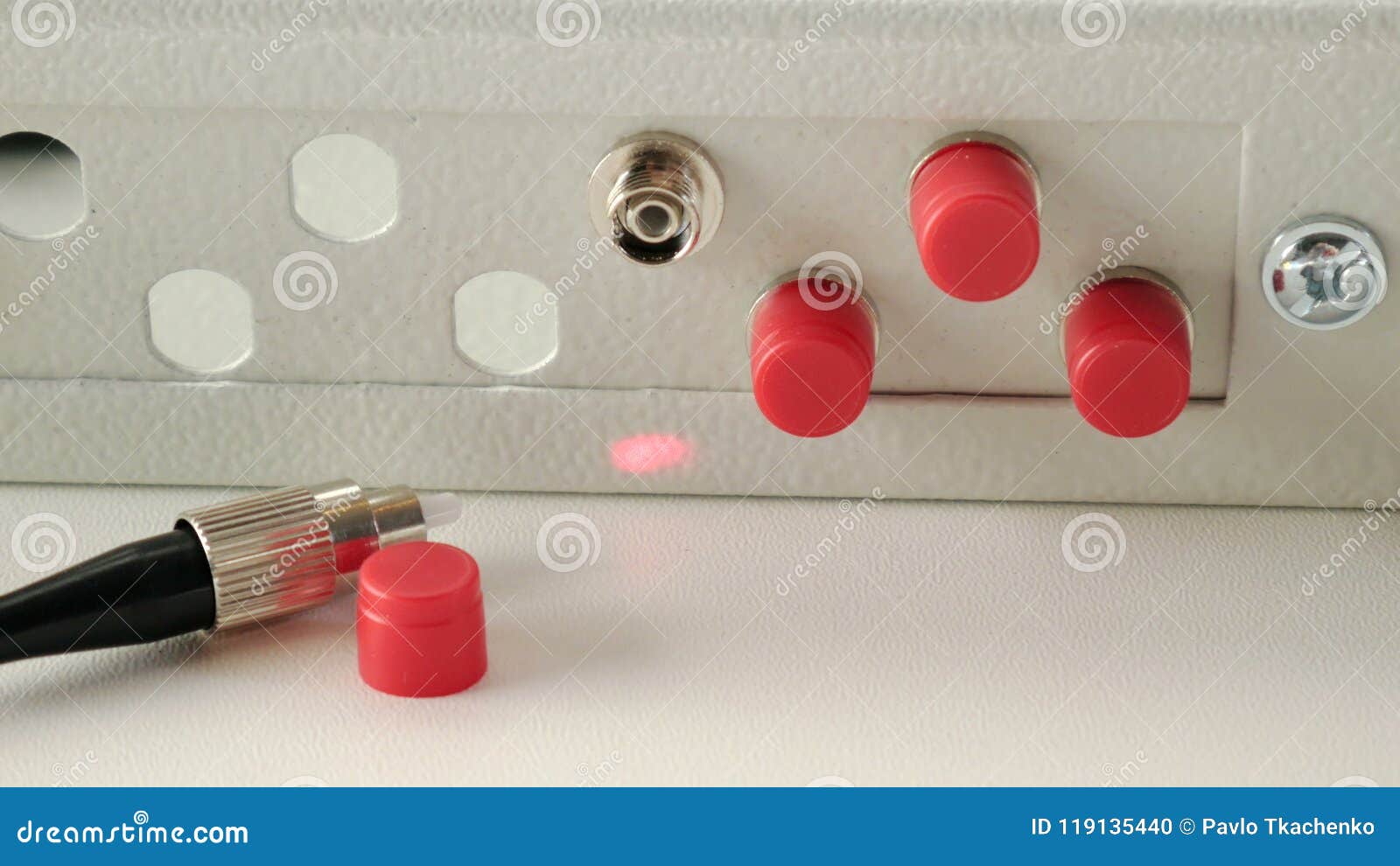 The Communications Engineer Connects To the Network Server Stock Photo ...