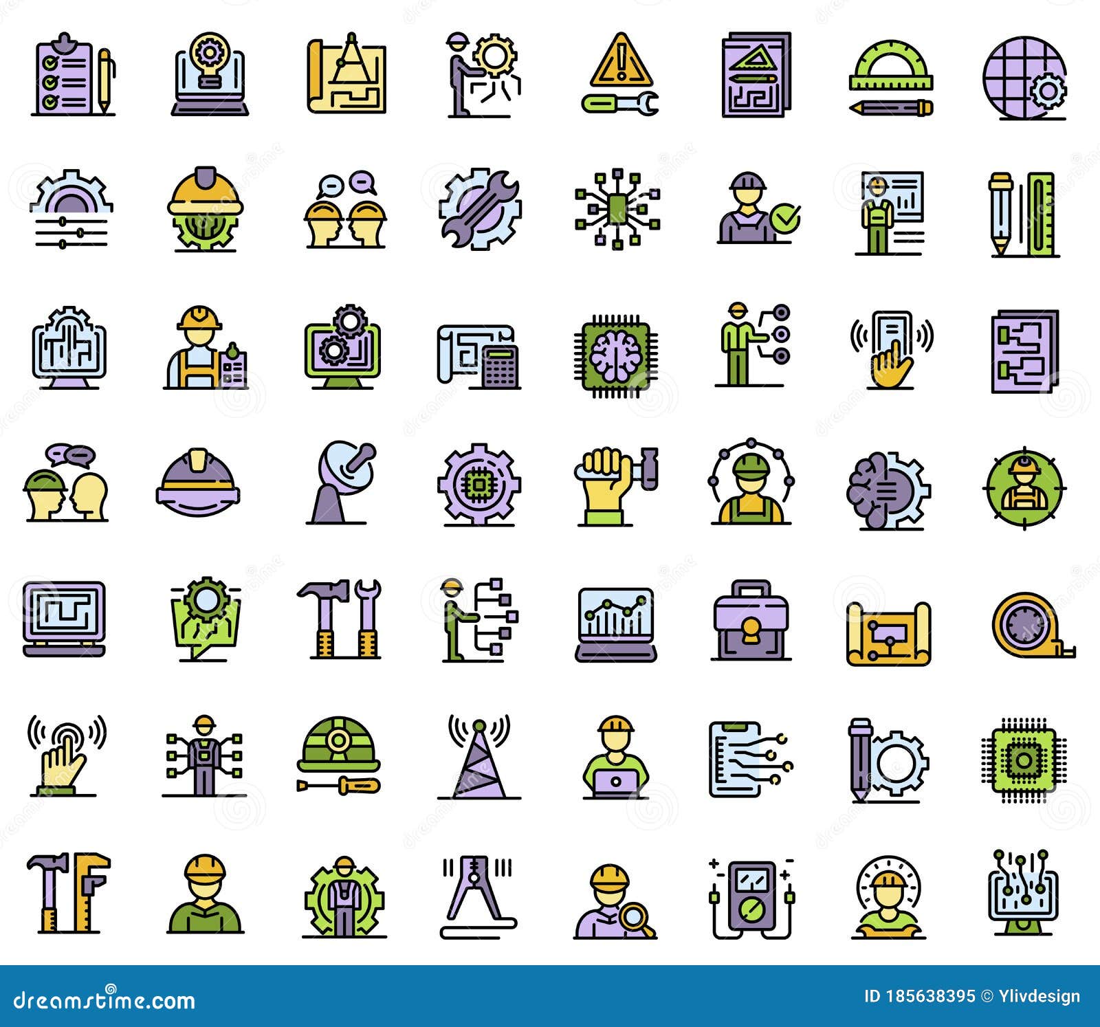 Communications Engineer Icons Set, Outline Style Stock Vector ...