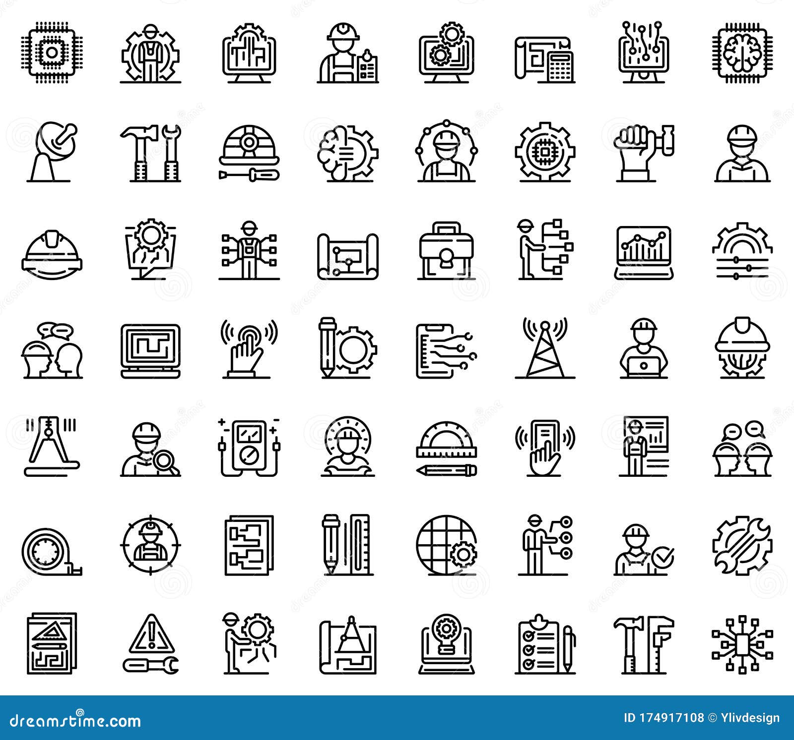 Communications Engineer Icons Set, Outline Style Stock Vector ...