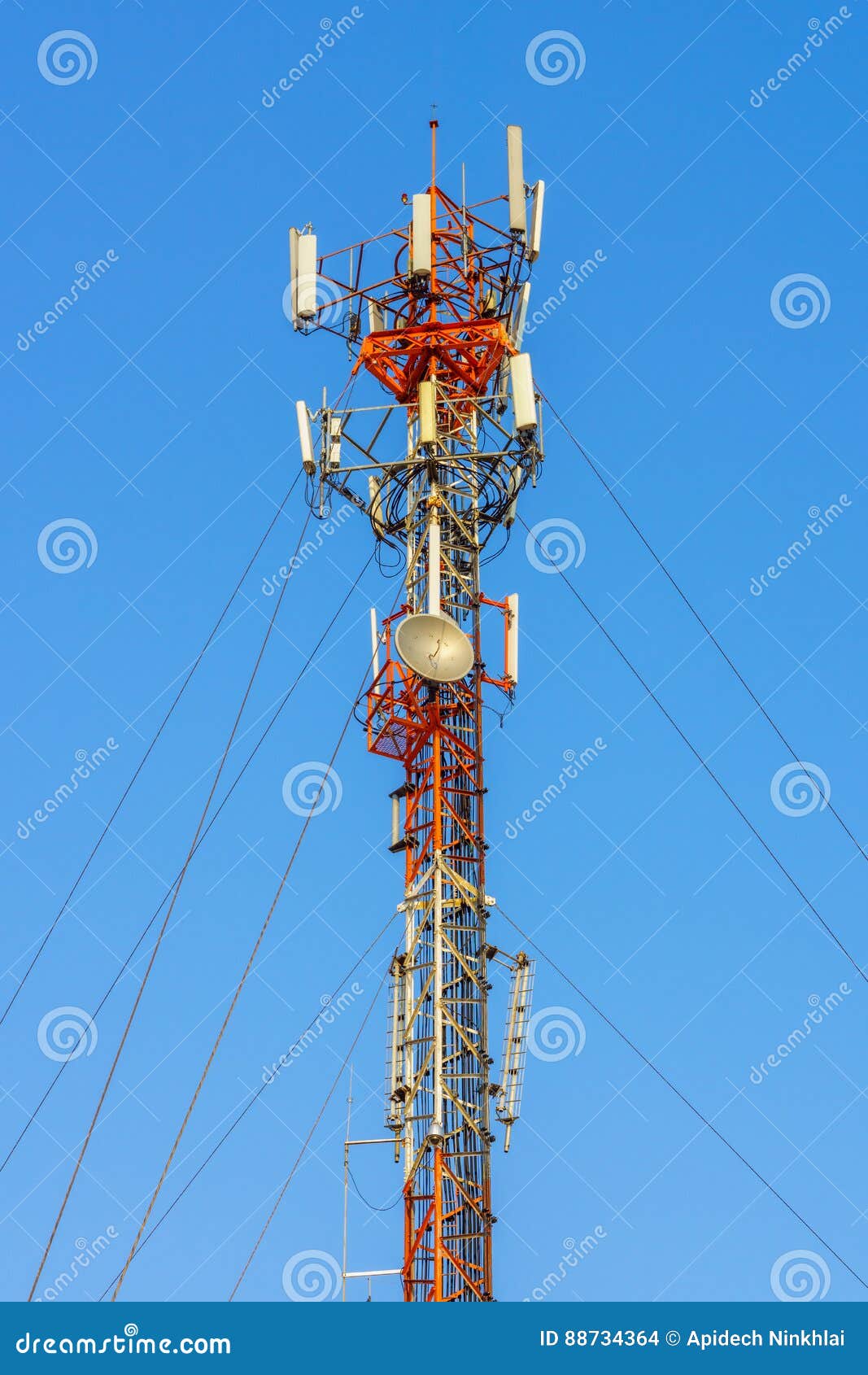 Communications Guyed Lattice Mast in Thailand Stock Photo - Image of ...
