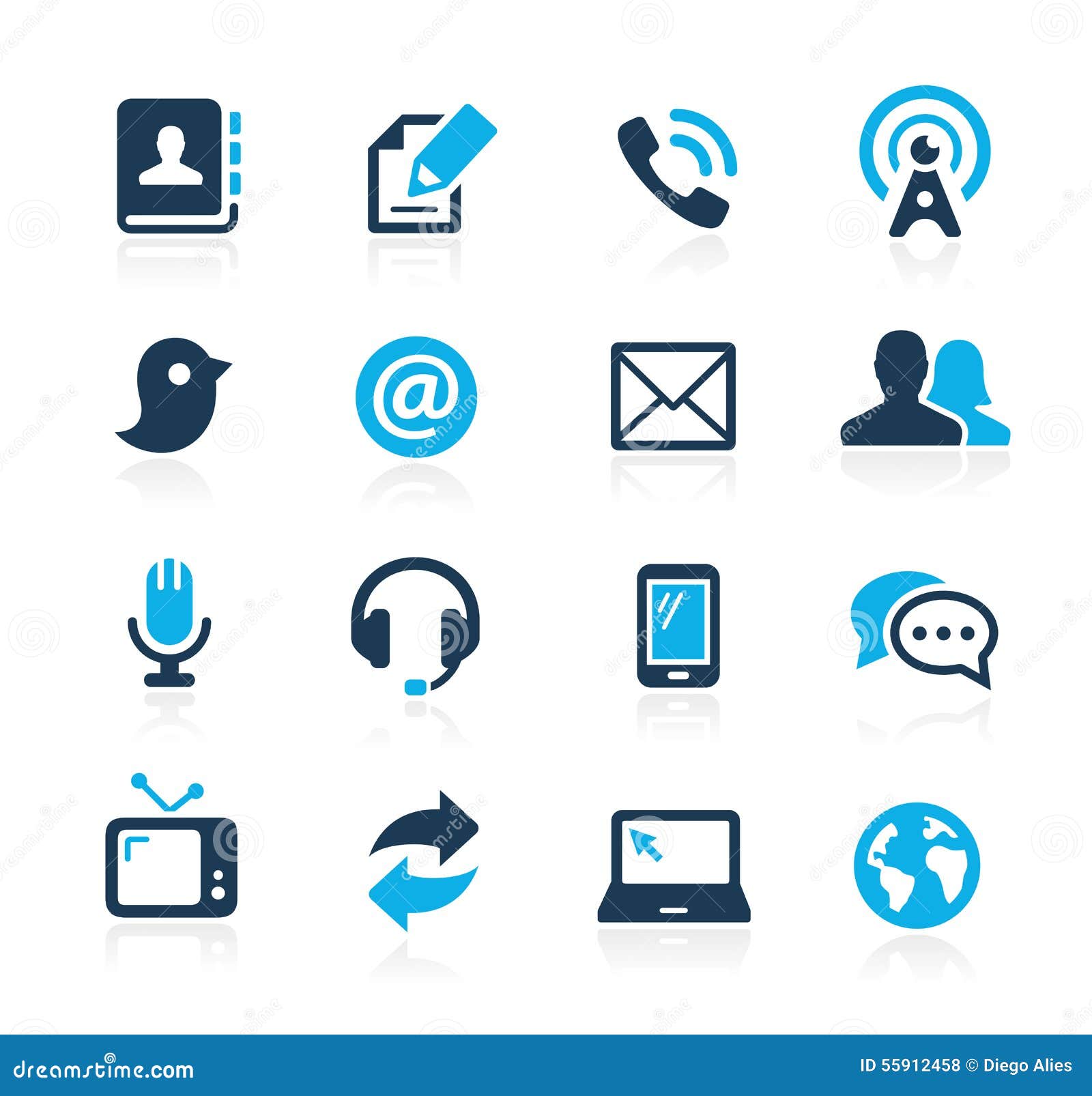 Communications Icons // Azure Series Stock Vector - Illustration of ...