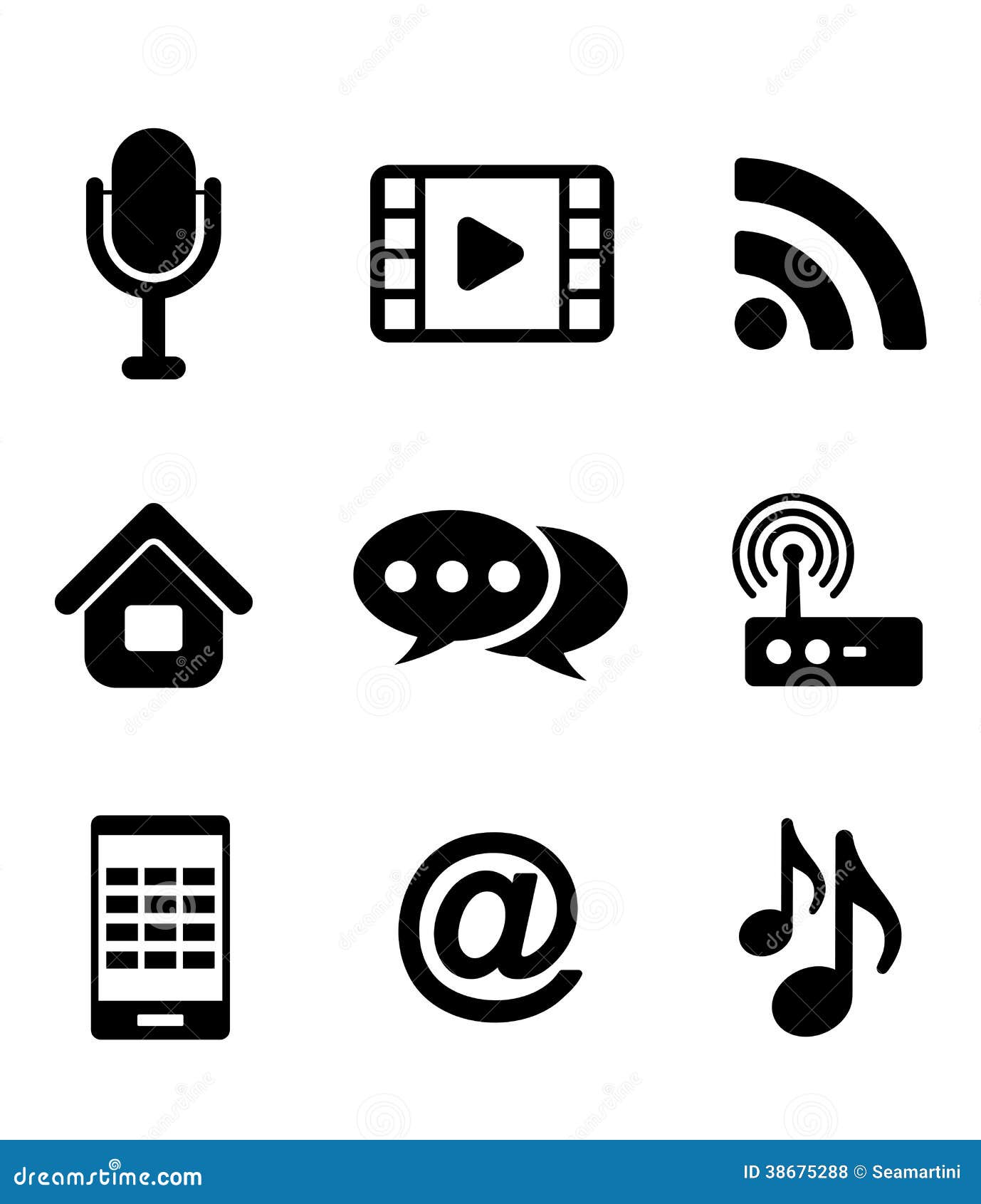 Communications and Multimedia Icons Stock Vector - Illustration of ...