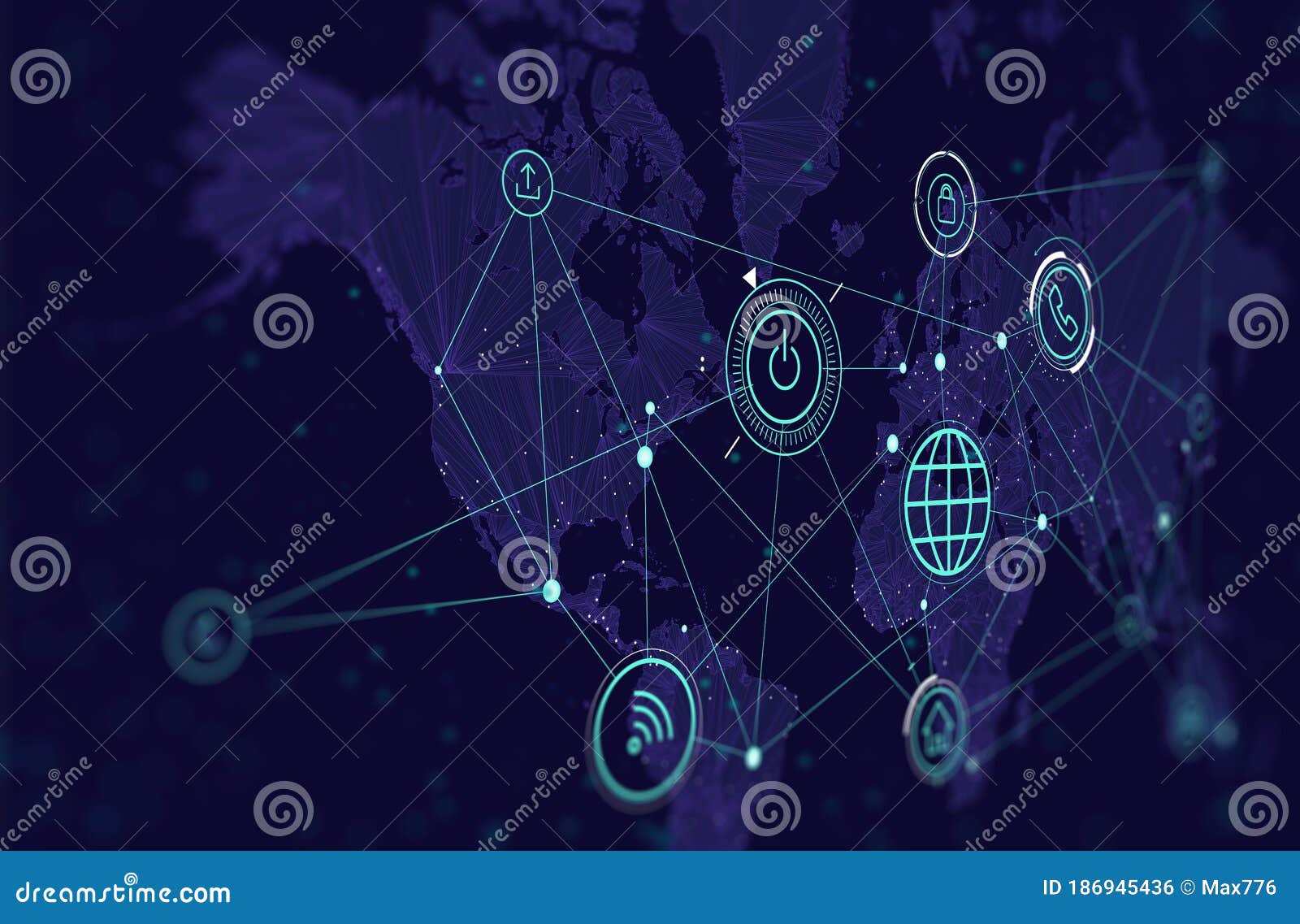 World Map Big Data Visualization. Hotspots On Map. Global Activity ...