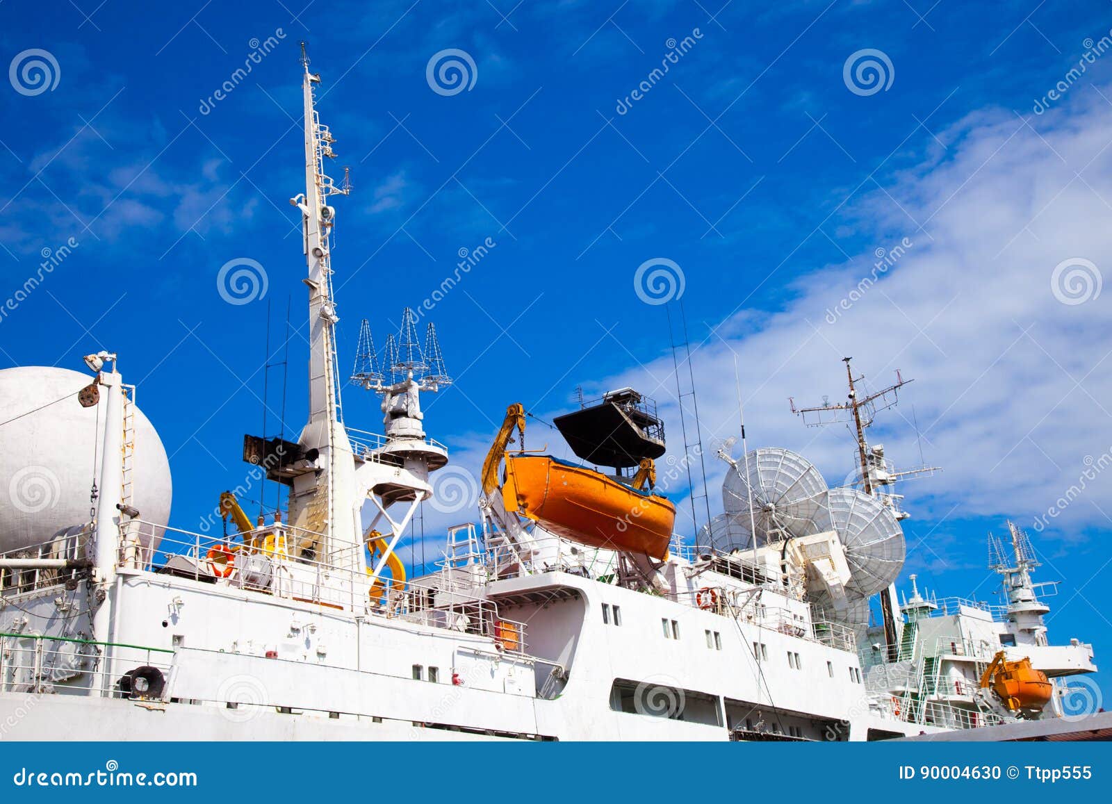Communications ship stock photo. Image of equipment, outside - 90004630