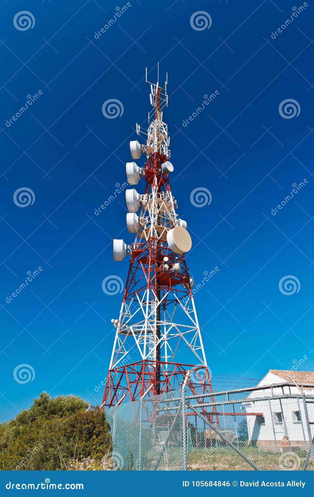 Communications Tower with Several Comunication Dish Stock Photo - Image ...
