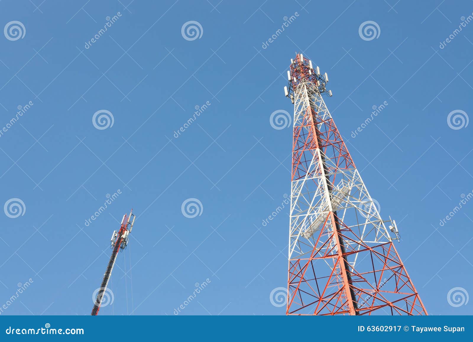Communications Tower with a Blue Sky Stock Image - Image of information ...