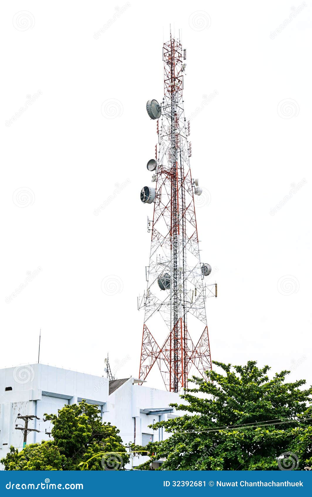 Communications tower stock image. Image of cell, tree - 32392681