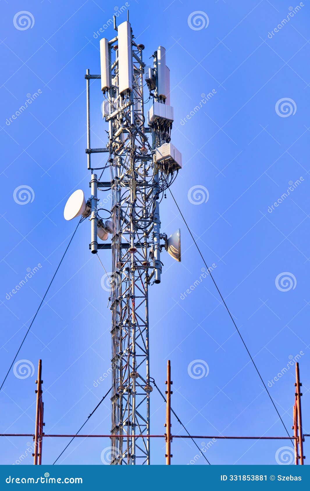 Communications Tower On Blue Sky Background Royalty-Free Stock Image ...