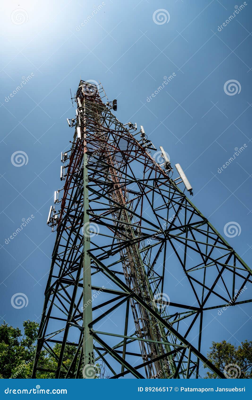 Communications tower pylon stock image. Image of equipment - 89266517