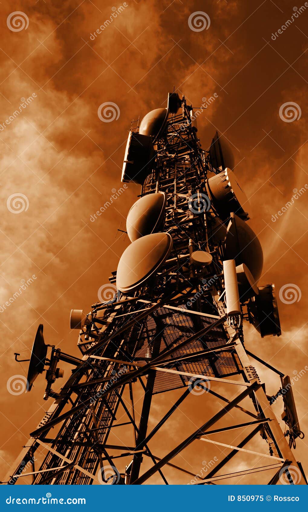 Communications Tower Sepia stock image. Image of cell, busy - 850975