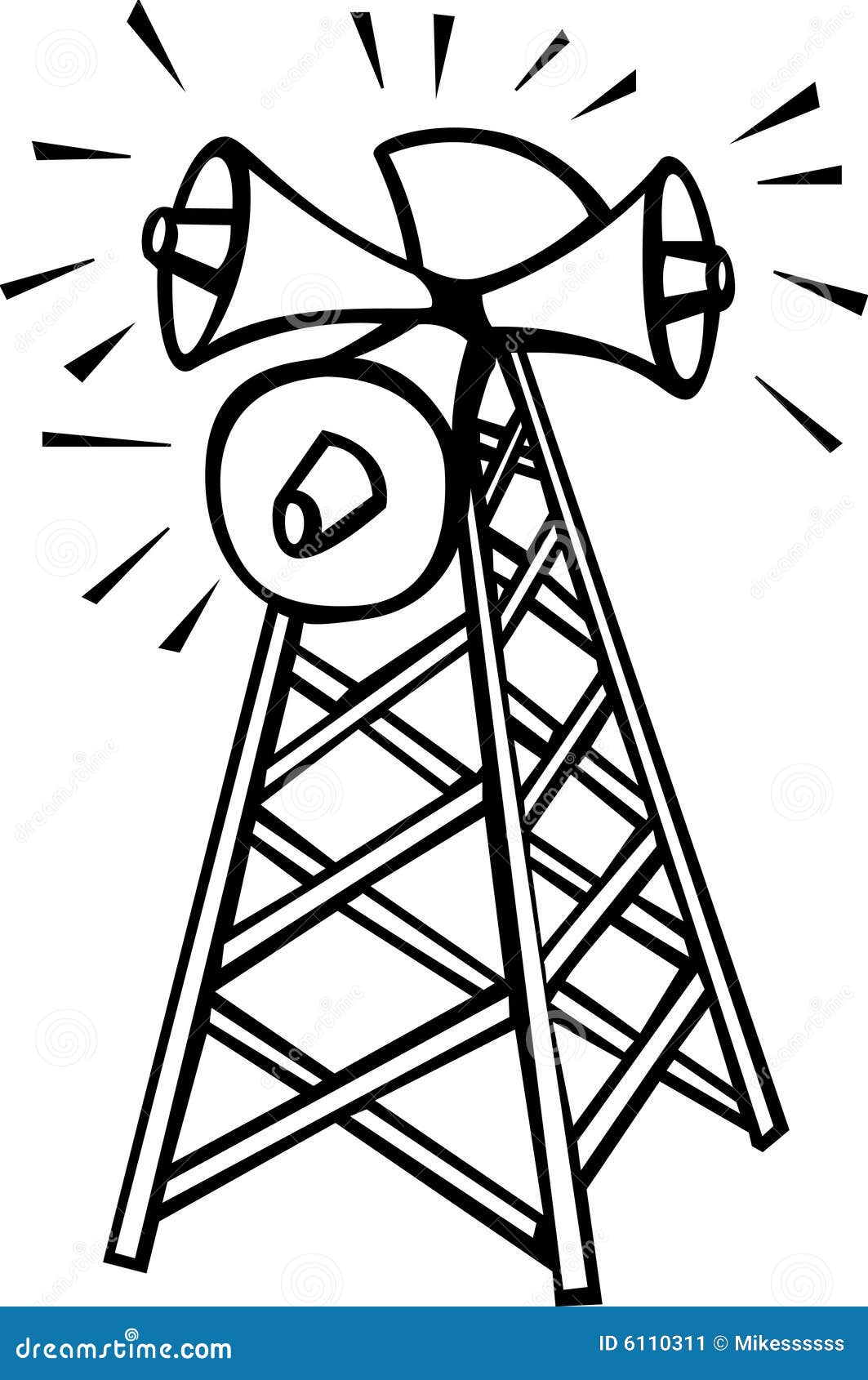 Communications Tower with Speakers Vector Stock Vector - Illustration ...