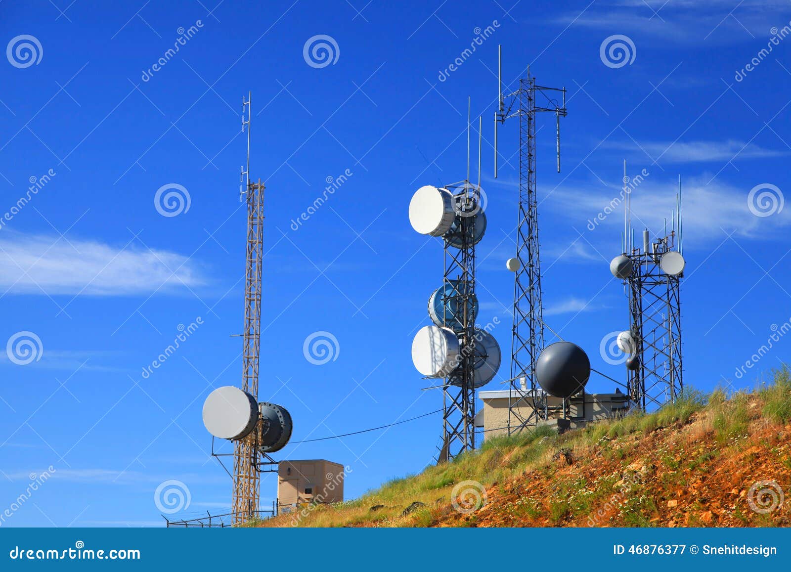 Communications towers stock image. Image of base, cellular - 46876377