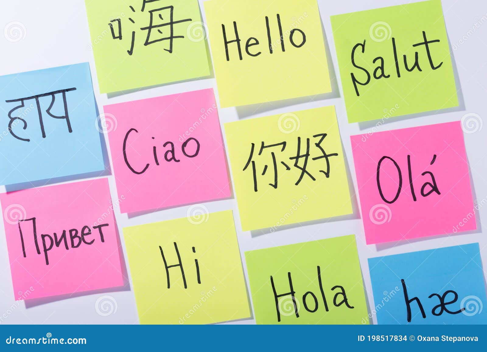 Communicative Stickers: Saying â€œHelloâ€ in Different Languages Stock ...