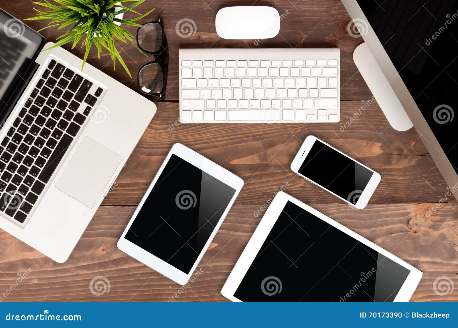 Communicator Technology on Wood Table Stock Photo - Image of design ...