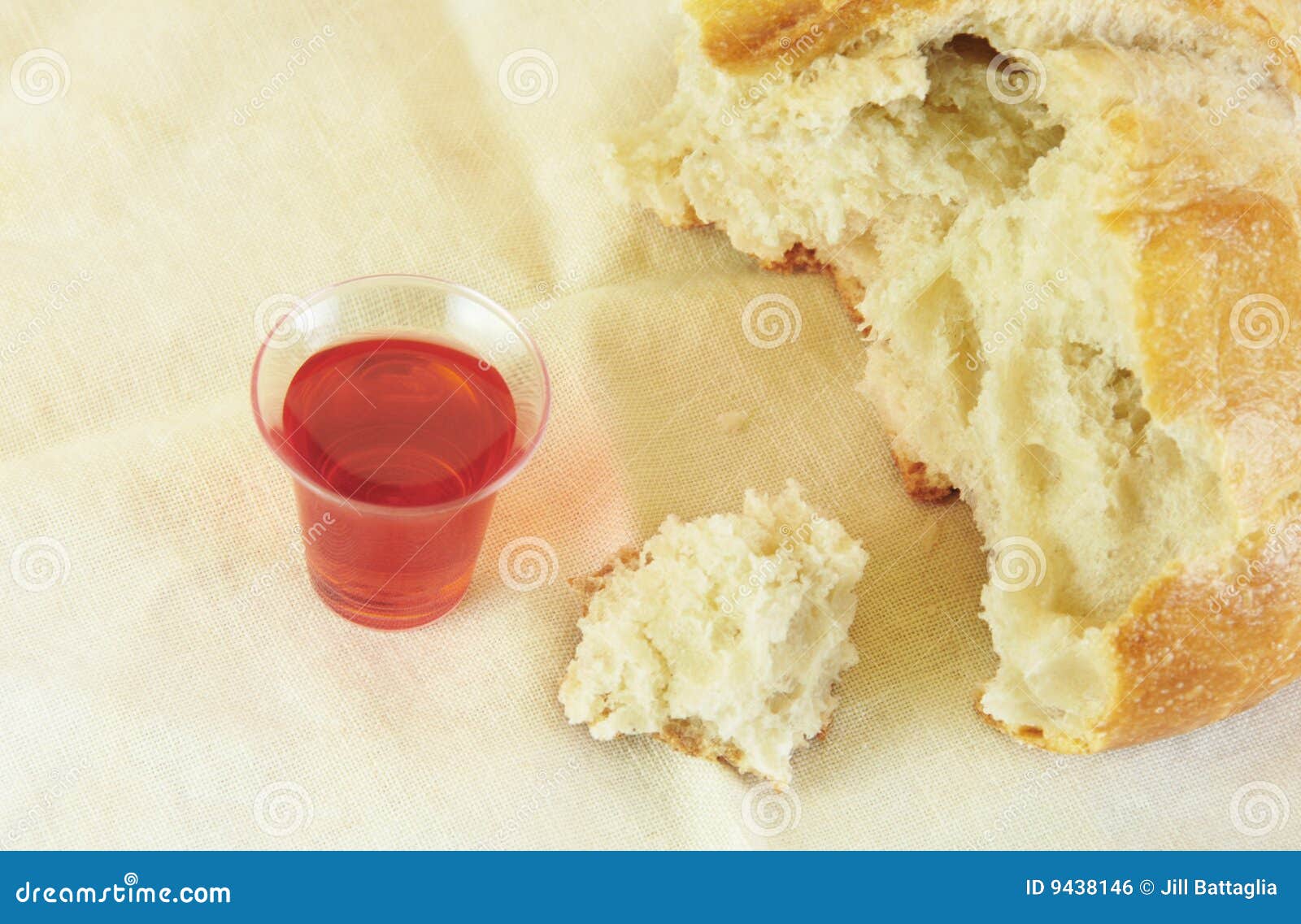 Communion Bread and Wine on White Background Stock Photo - Image of ...