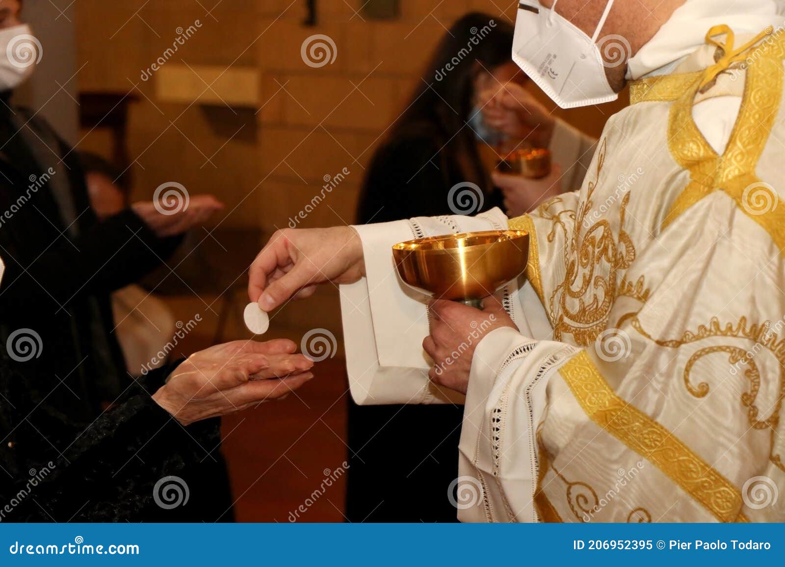Communion rite during mass stock image. Image of catholicism - 206952395