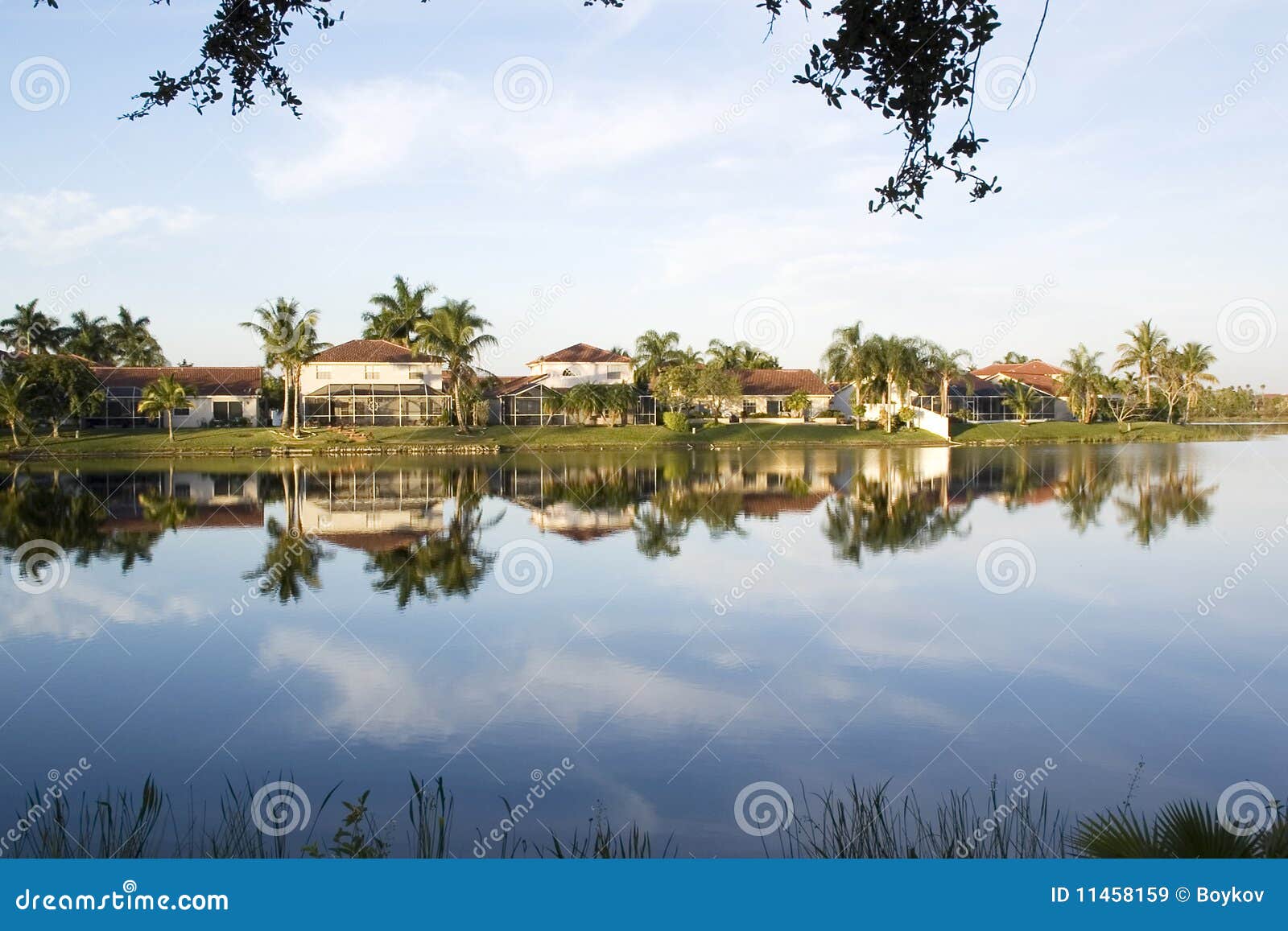 Community Around a Lake in FLorida Stock Image - Image of clouds, town ...