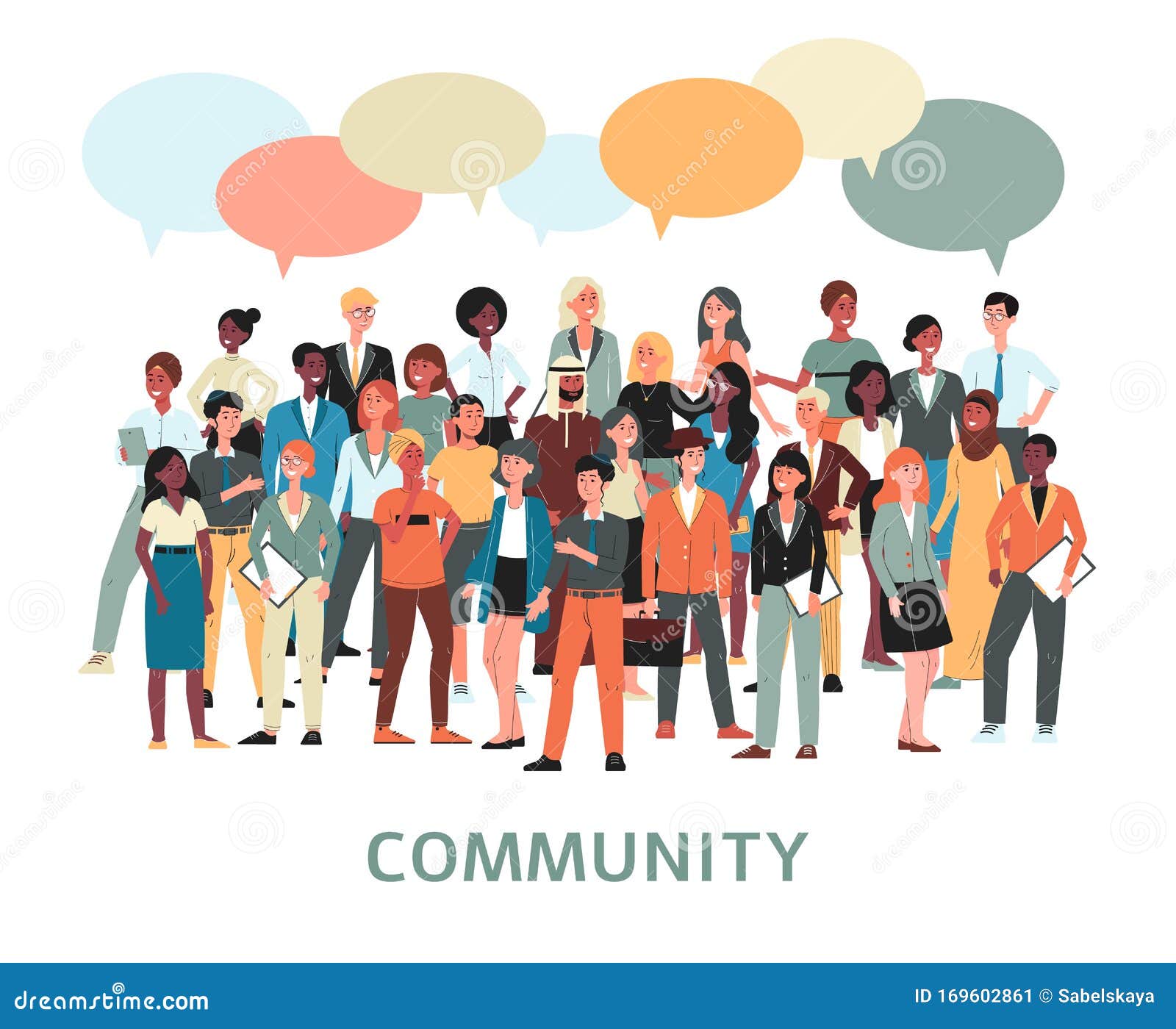 Community Banner - Diverse Crowd of Cartoon People Standing and Talking ... Community Banner - Diverse Crowd of Cartoon People Standing and Talking ...