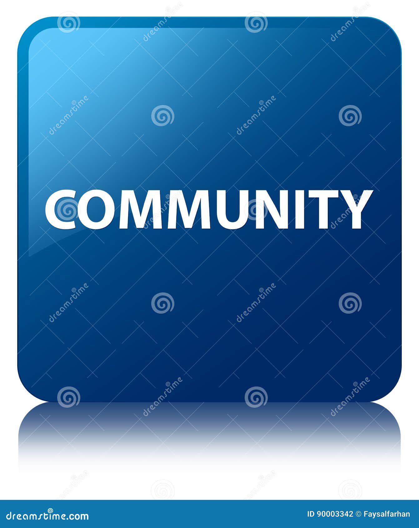 Community Blue Square Button Stock Illustration - Illustration of ...