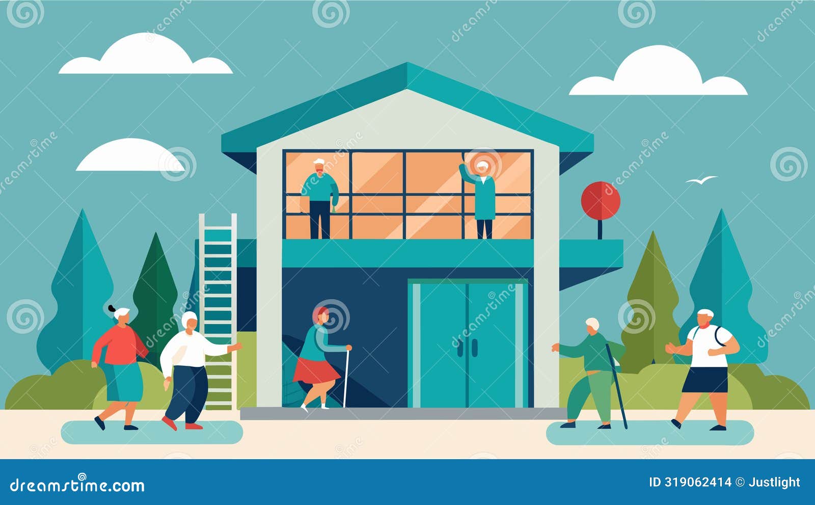 Community Of Older People. Communication Of Elderly Men And Elderly ...