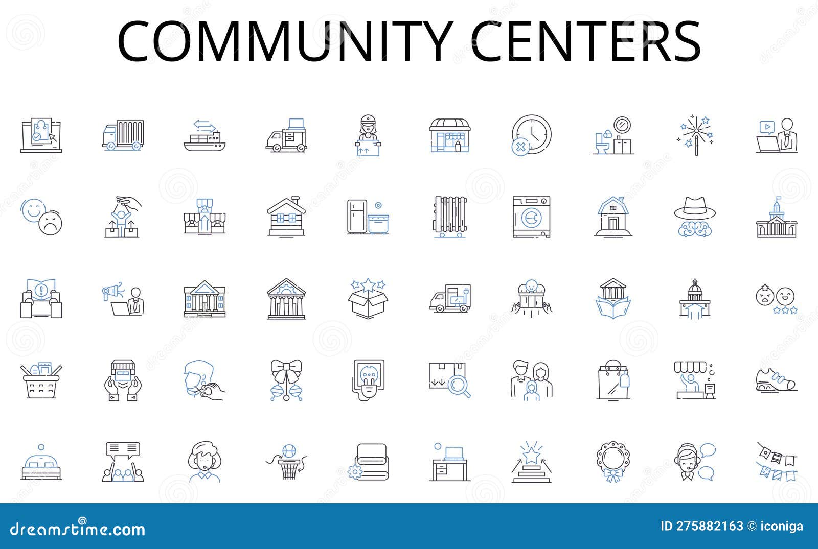 Community Centers Outline Icons Collection. Community, Centers ...
