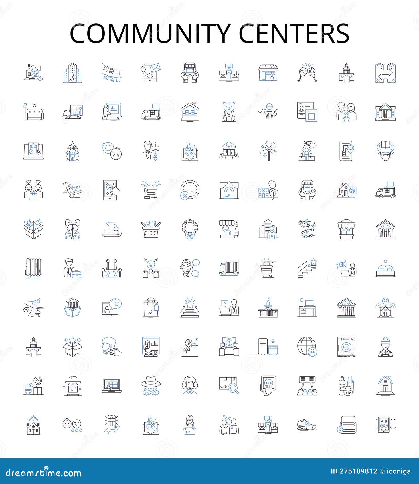 Community Centers Outline Icons Collection. Community, Centers ...
